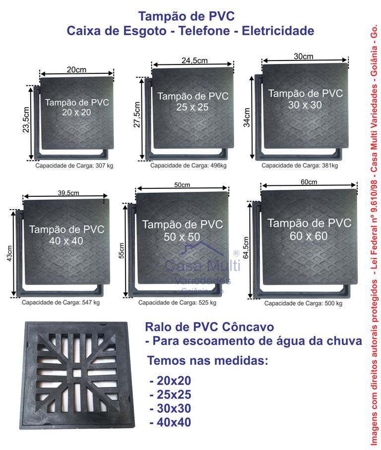 Tampa de PVC para Caixa de Esgoto 40X40 C/ Aro - Casa Multi Variedades