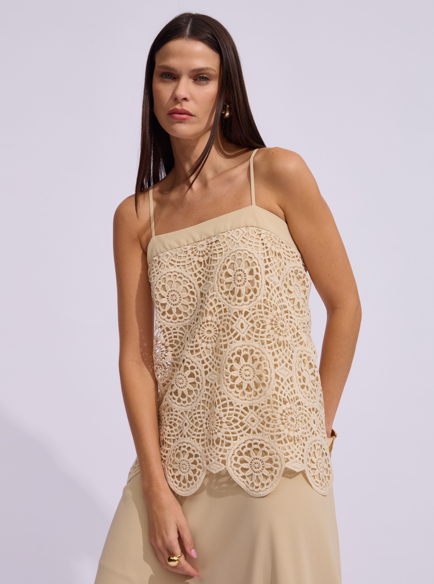Vestido Daniela Detalhe Crochê Creme - Raizz | Loja Online - Raizz Store | Moda Feminina