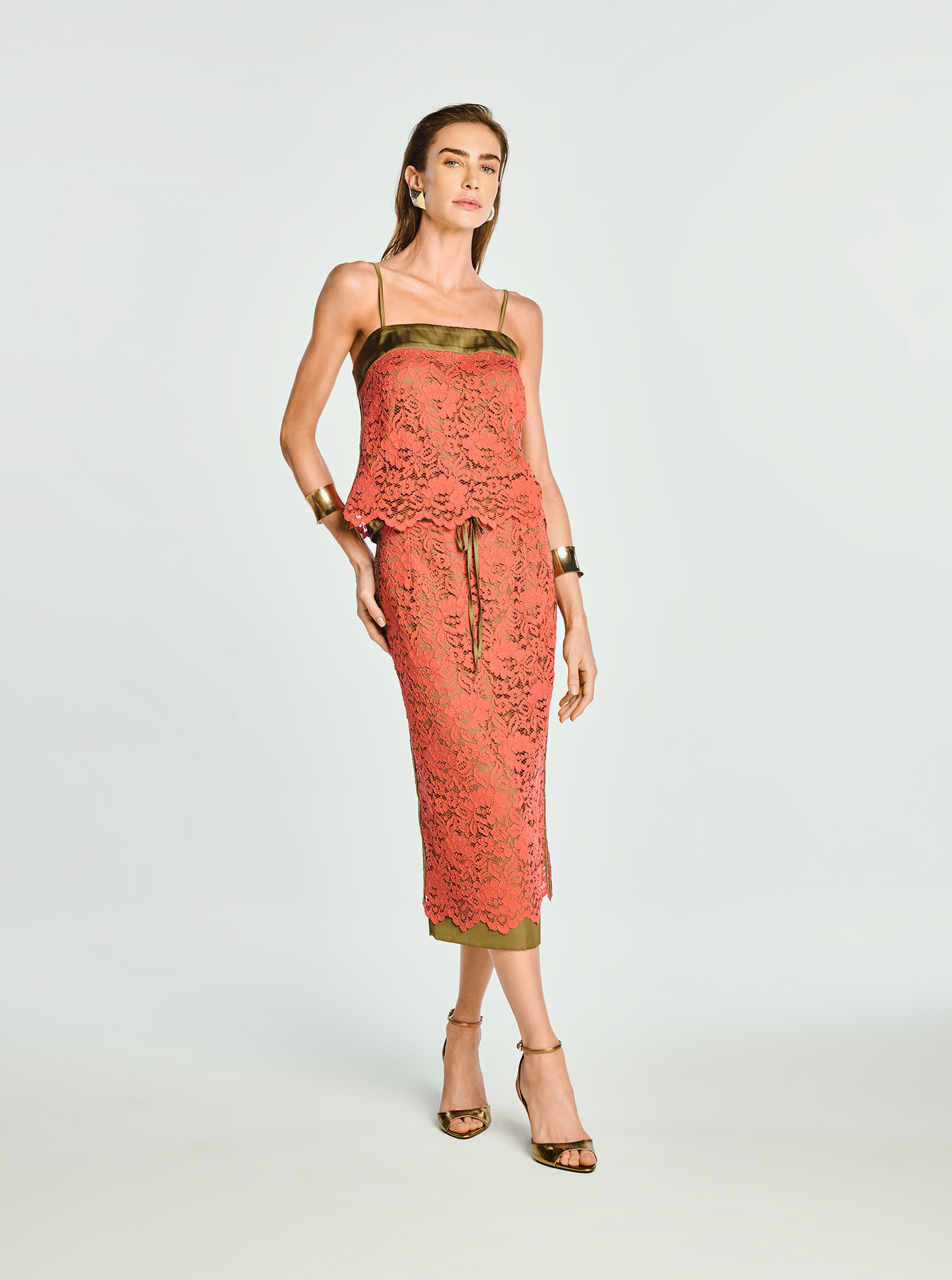 Top Infinity Renda com Forro Coral e Verde Oliva - Raizz | Loja Online ...