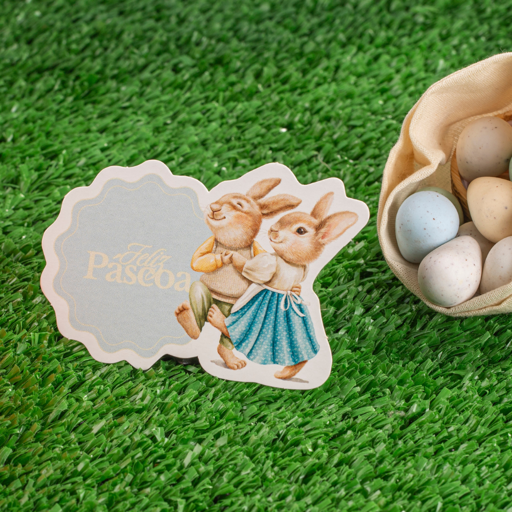 Tag Casal de Coelhos (10 unidades) | Coleção 2026 - REISA Embalagens
