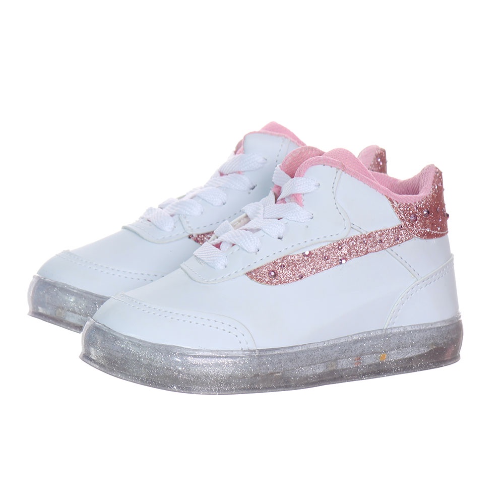 tenis sapato calçado menina luz led luzinha acende branco rosa escolar ...