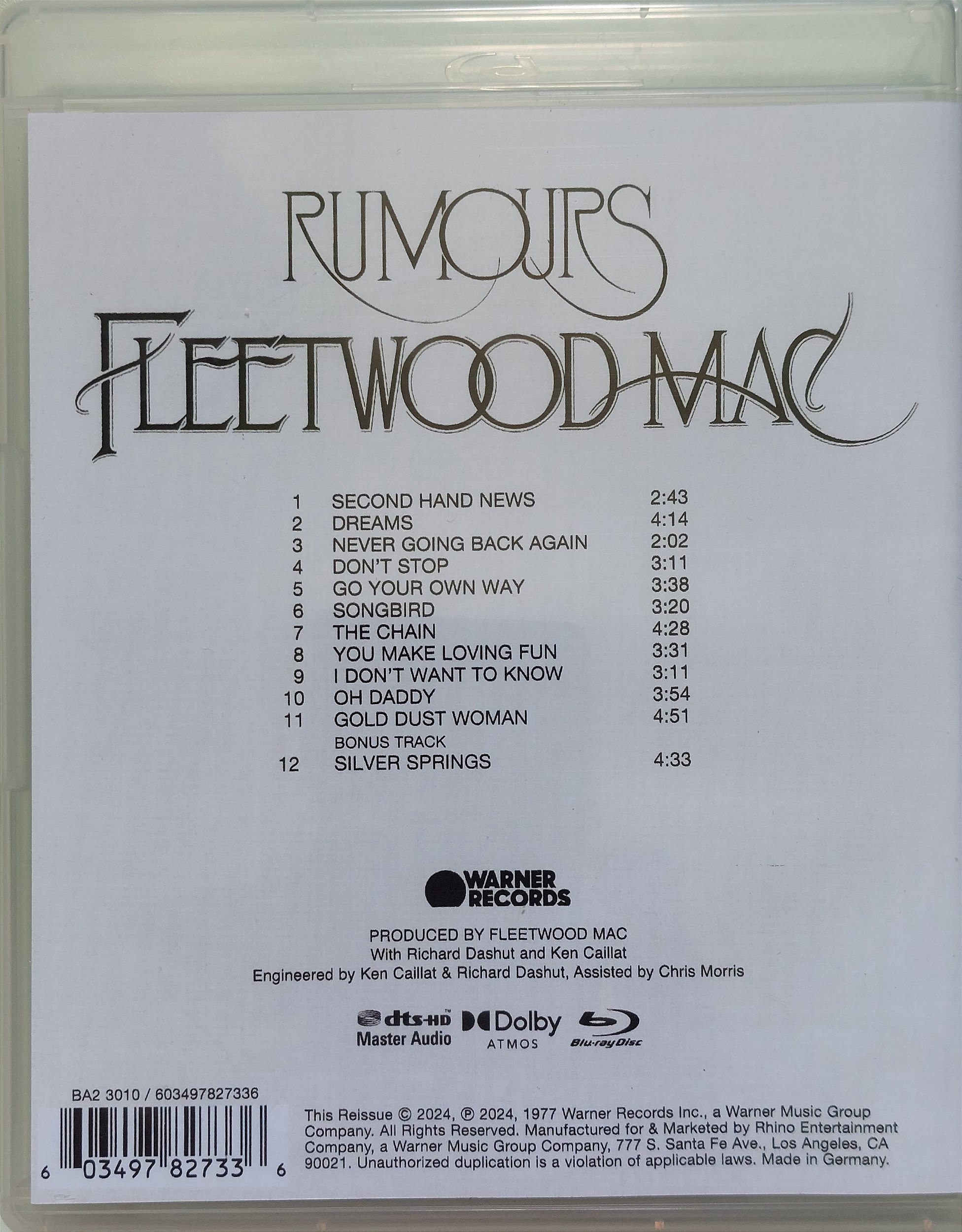 Blu-ray Audio Fleetwood Mac - Rumours (dolby Atmos) - MIGRANET | Loja ...
