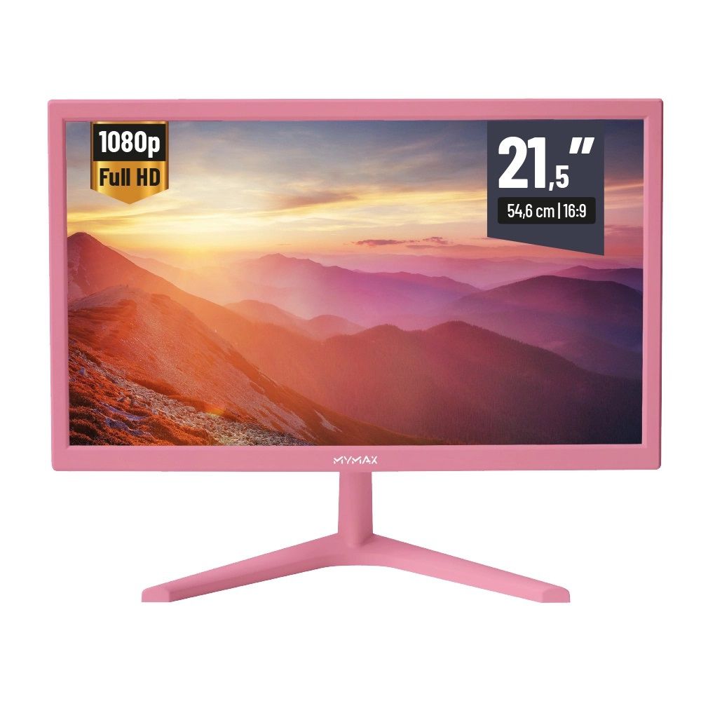 Monitor Led 21,5" Mymax Full HD Hdmi VGA Bivolt Rosa - EQUIPE INFORMÁTICA