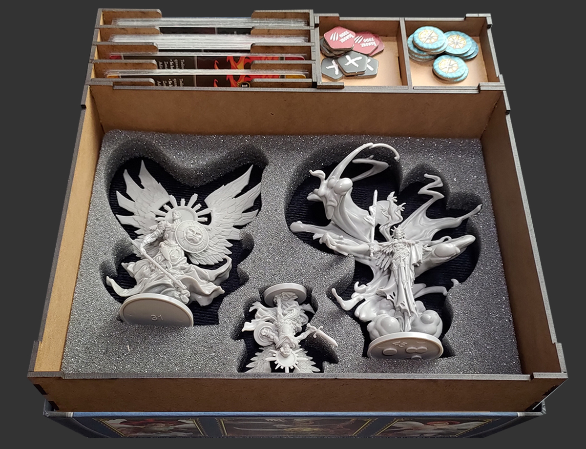 Organizador (INSERT MDF) para Massive Darkness 2: Heavenfall + Board Band (Elástico ...