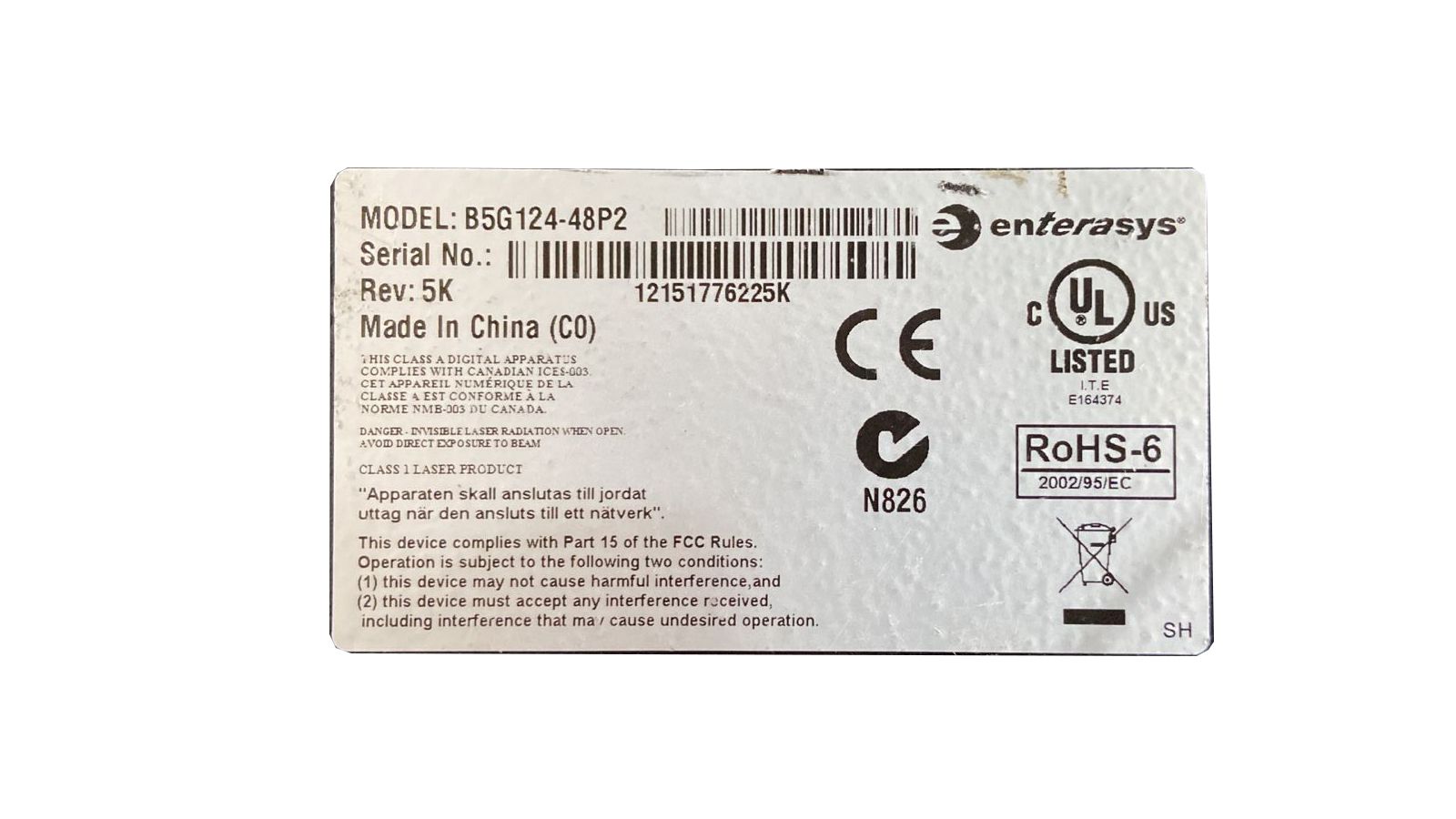 Switch Enterasys b5g124-48p2 48 Portas 10/100/1000 - POE - POP SHOP