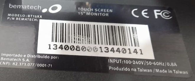 Monitor Touch Screen Bematech BT15XX LCD 15 " preto - POP SHOP