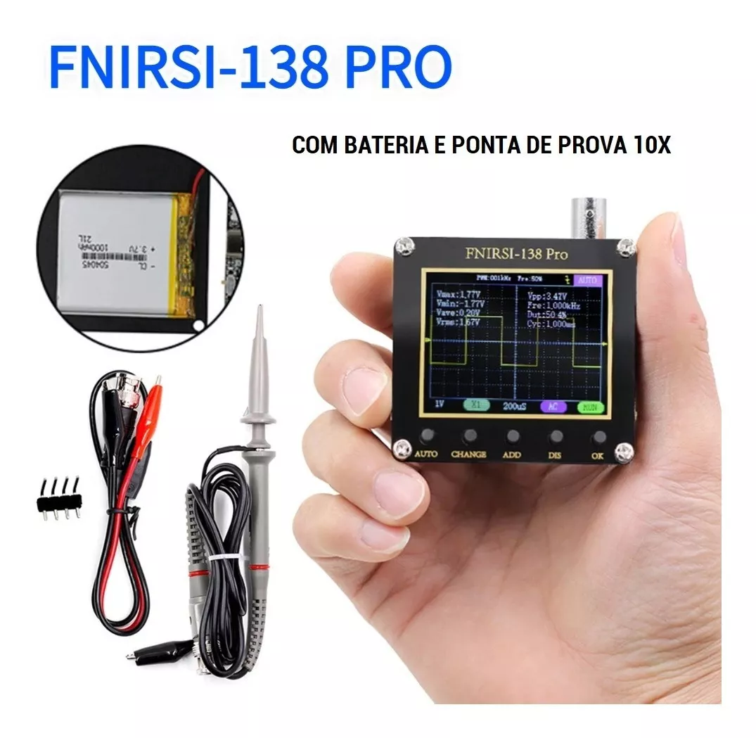 Mini Osciloscópio Digital Fnirsi 138 Pro 2.4 Tft C/ Probe ...