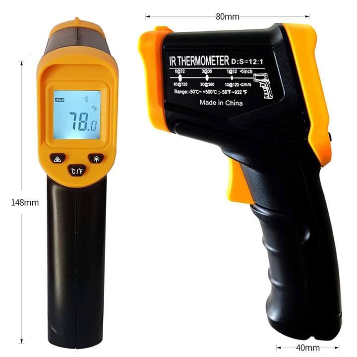 Termometro Digital Industrial Laser Infravermelho Temperatura -50 A 500 ...