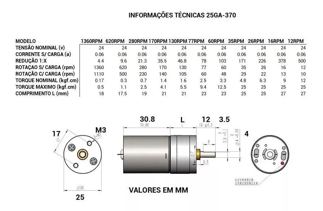 Motor Dc 6v Alto Torque JGA 25 370 Robotica Automacao NFe ...