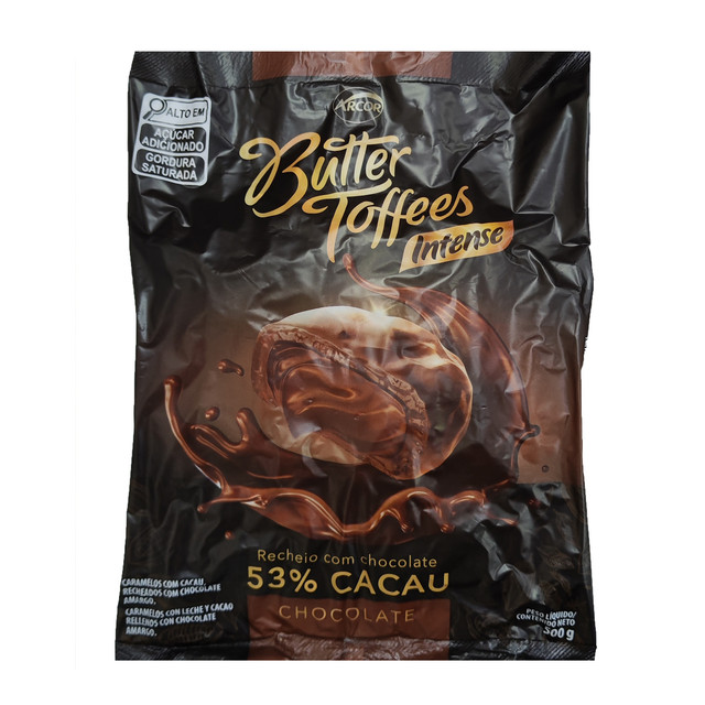 Bala Butter Toffees Arcor Intense Chocolate 53% Cacau 500Gr - Embalagem ...