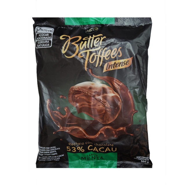 Bala Butter Toffees Arcor Intense Recheio Com Chocolate 53% Cacau Sabor ...