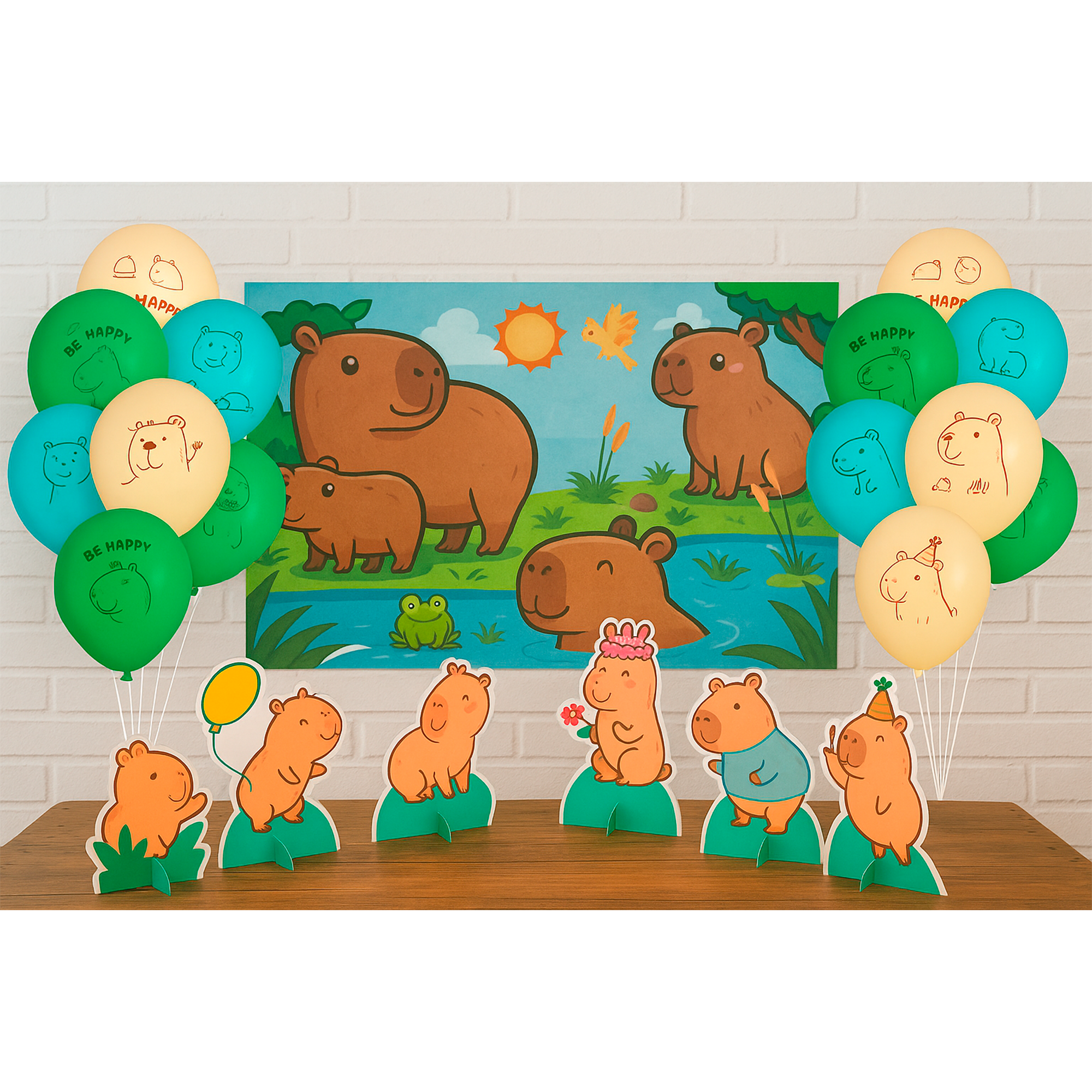Kit festa Capivara Decoração Painel +Balão +Display completo ...