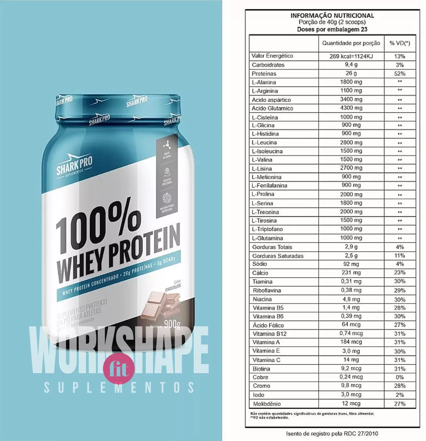 Whey Concentrado Shark PRO 100% 900g - Grow Up Suplementos