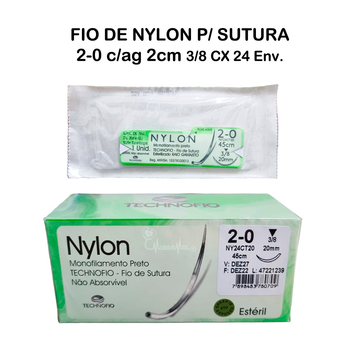 Fio De Sutura Nylon 2-0 45cm Agulha 2cm 3/8 Cx 24 Envelopes - Cirúrgica MagnusMed Comércio de ...