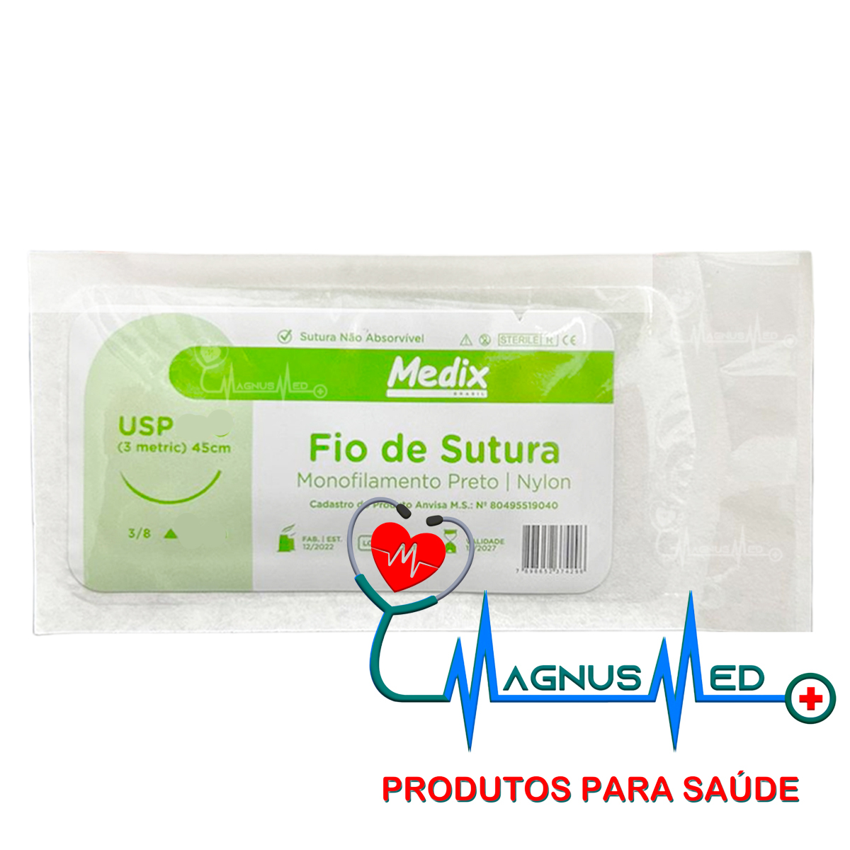 Fio de Sutura Nylon 5-0 45cm Agulha 1,5cm 3/8 Cx 24 Envelopes - Medix ... Fio de Sutura Nylon 5-0 45cm Agulha 1,5cm 3/8 Cx 24 Envelopes - Medix ...