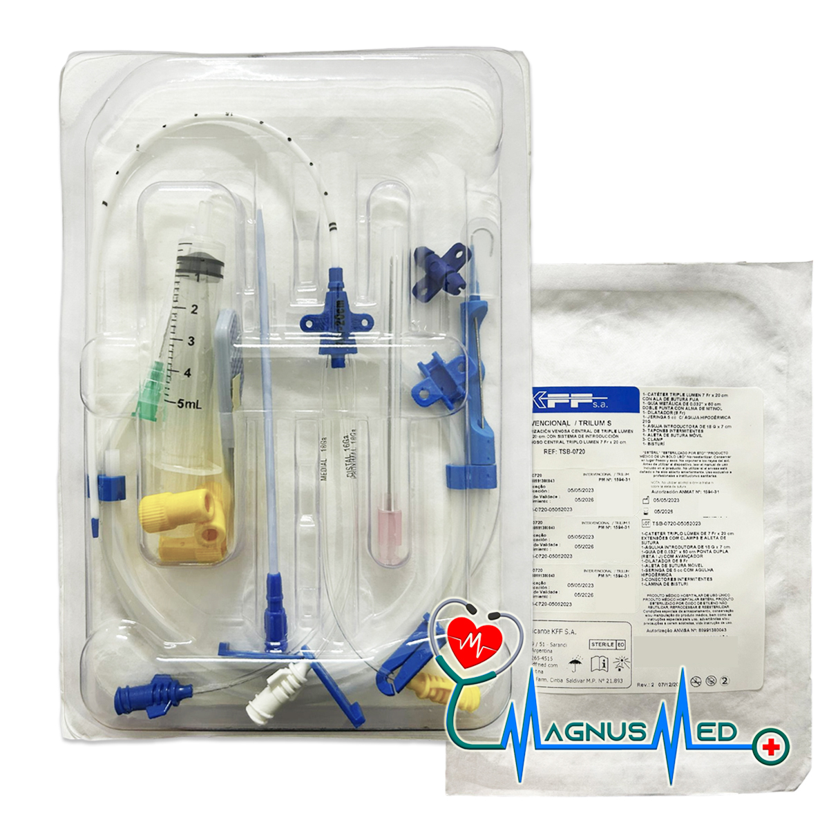 Cateter Acesso Venoso Central Triplo Lumen 7fr x 20cm 16ga / 18ga ...