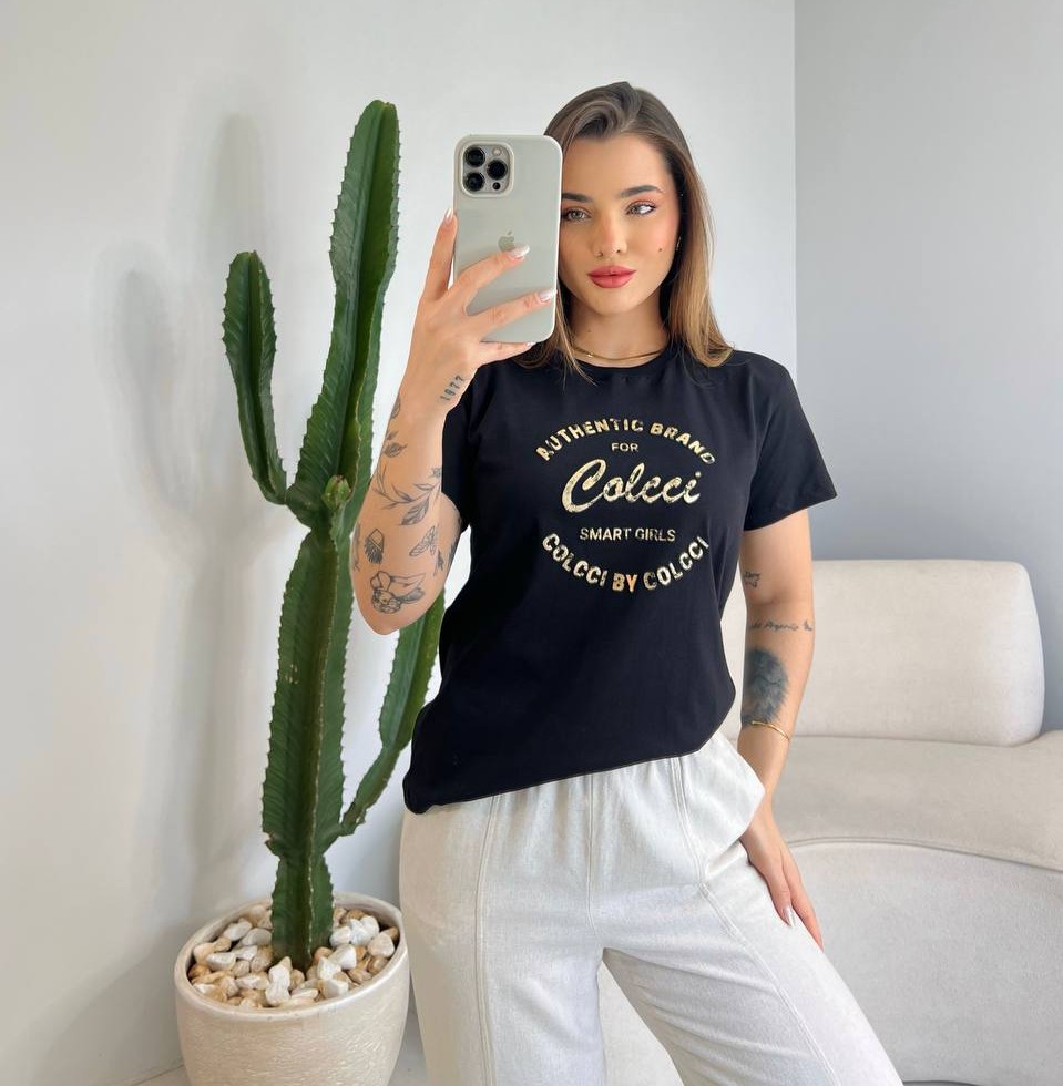 T-SHIRT COLCCI AUTHENTIC BRAND - PRETO - TShirteria 44 Graus
