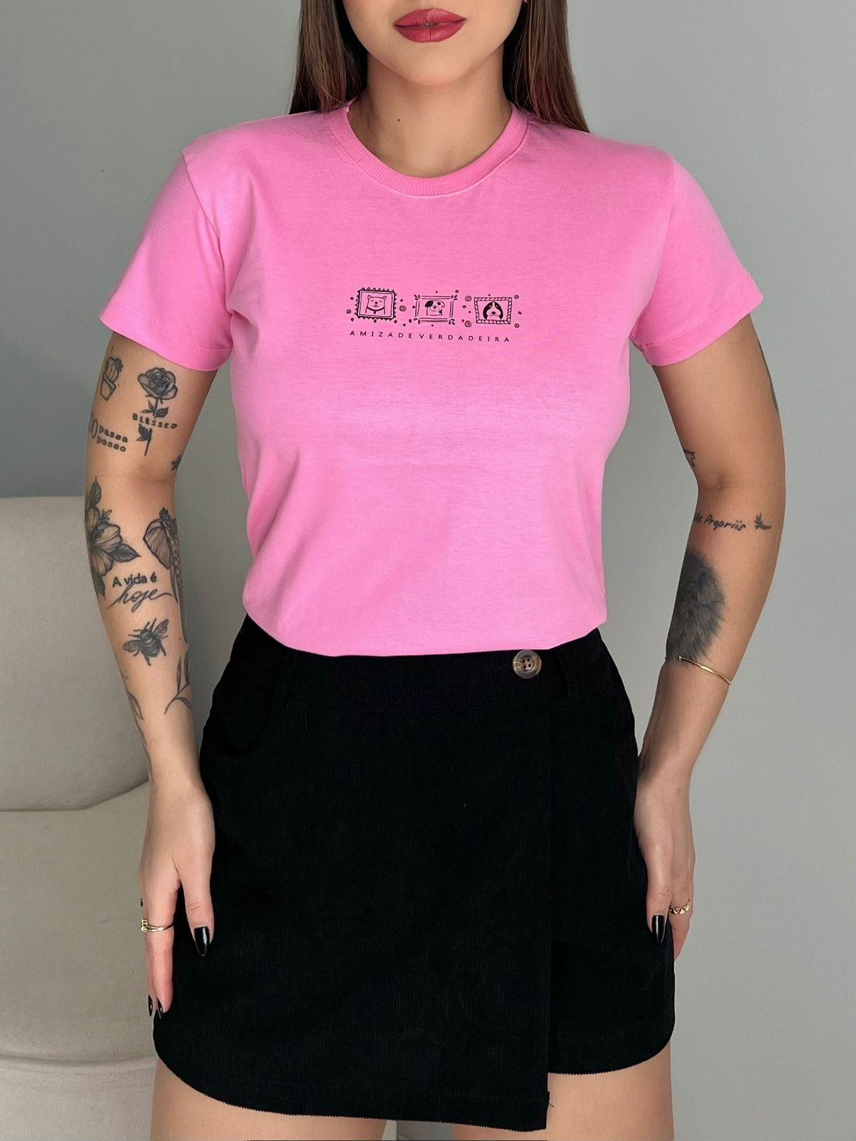 T-SHIRT AMIZADE VERDADEIRA - ROSA BABALOO - 44 T-SHIRTS