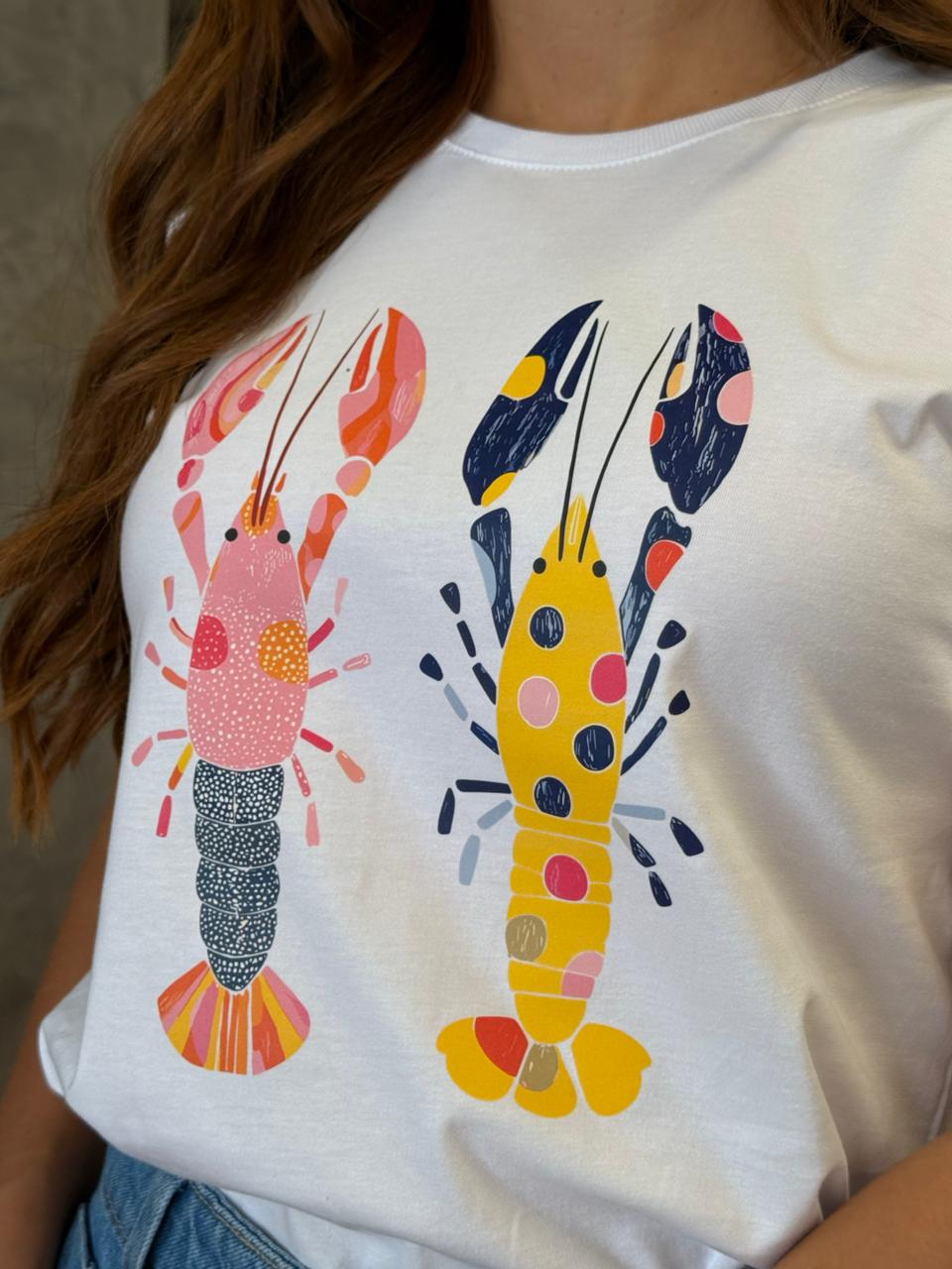 T-SHIRT DTF LAGOSTAS POA - BRANCO - 44 T-SHIRTS