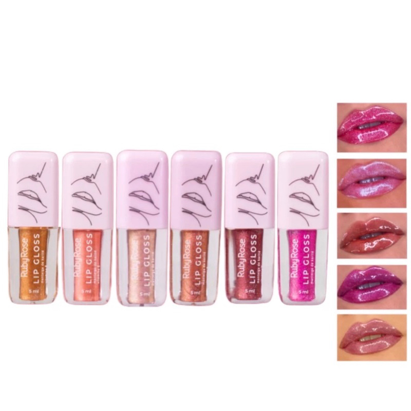 Lip Gloss Ruby Rose Glitter Efeito Espelhado 5ml HB8234 - Della Luna ...