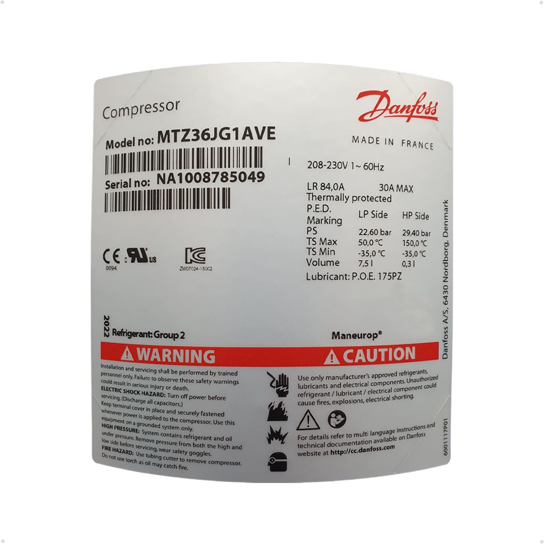 Compressor Danfoss 3,5hp Monfásico 220v MTZ36-1VI - Cibrel