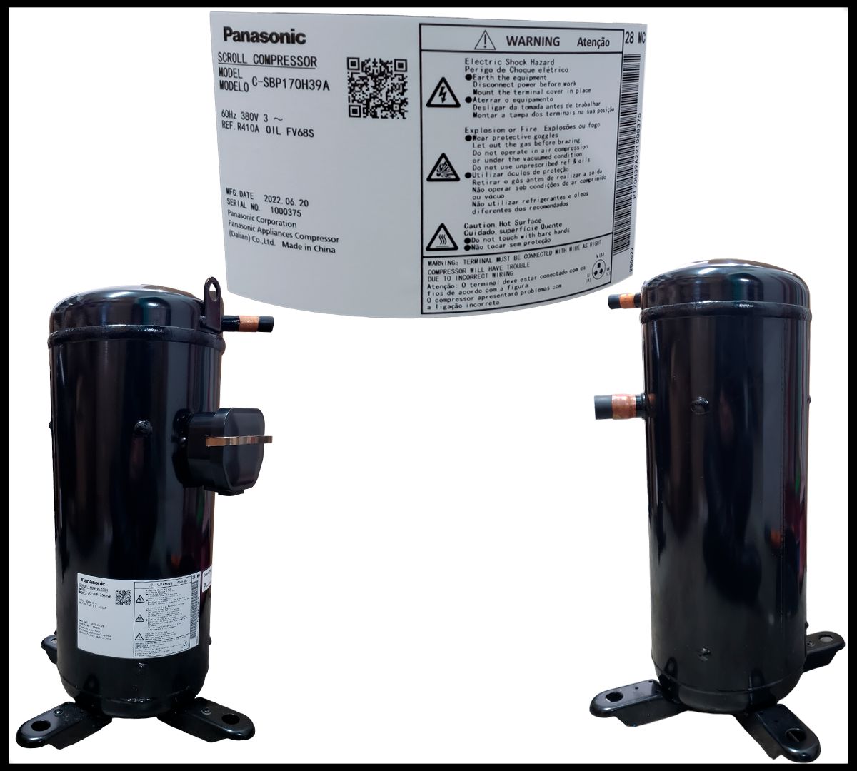 Compressor Scroll 5,0TR 380v trifásico Panasonic Sanyo 60.000 BTU/h - C ...