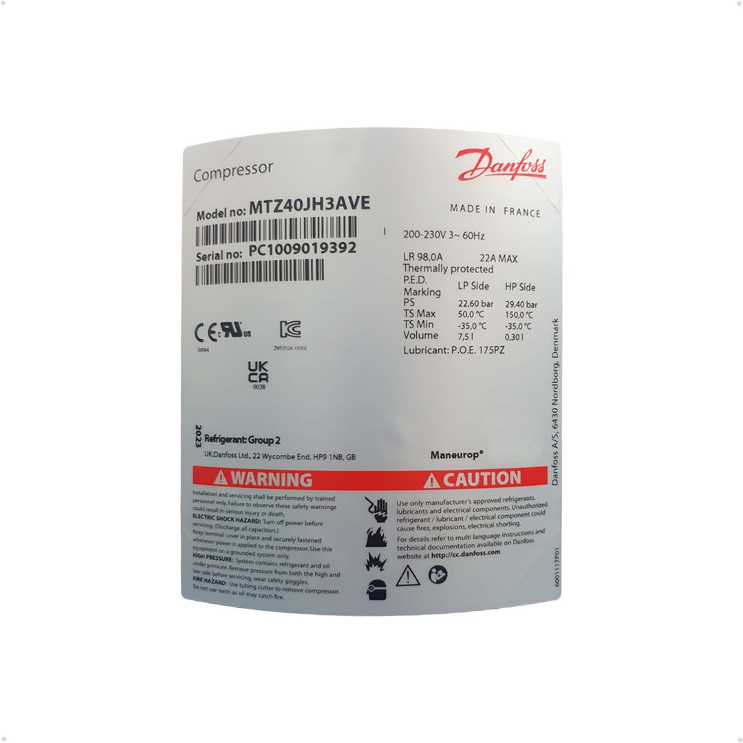 Compressor Danfoss Maneurop 3,5HP a 4HP 220v Trifásico - MTZ40-3VI - Cibrel