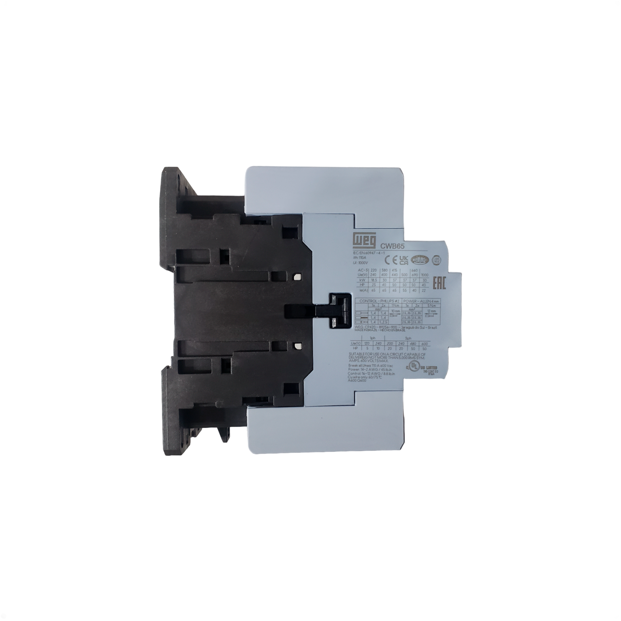Contator Tripolar Weg 220V 65A 1NA 1NF CWB65-11-30D23 - Cibrel