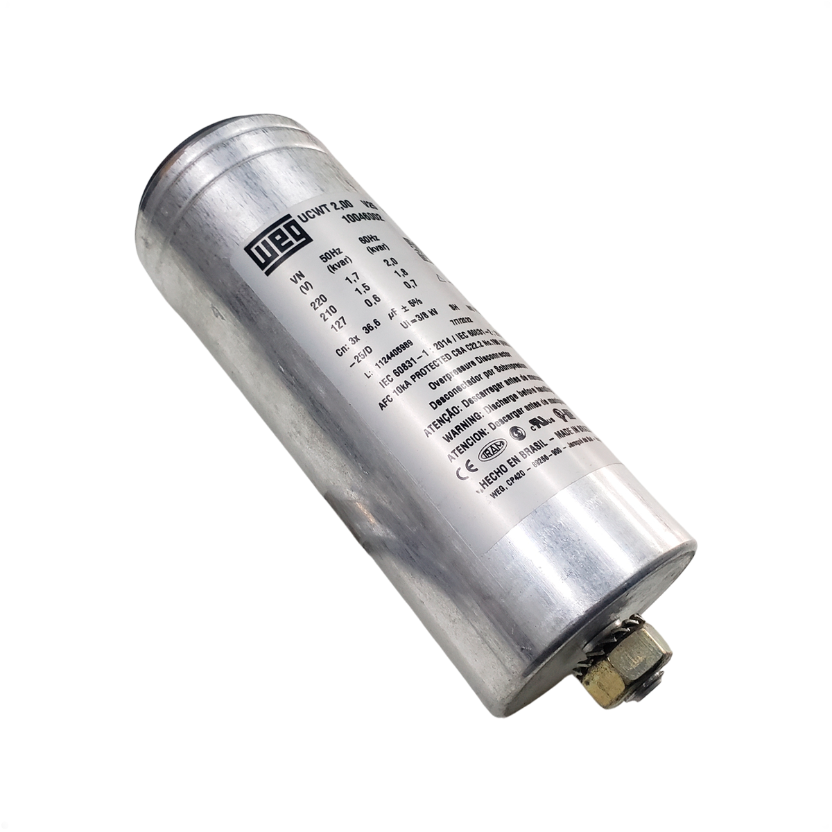 Capacitor WEG 2KVAR 220V 36,6UF +-5% V2510046002 - Cibrel