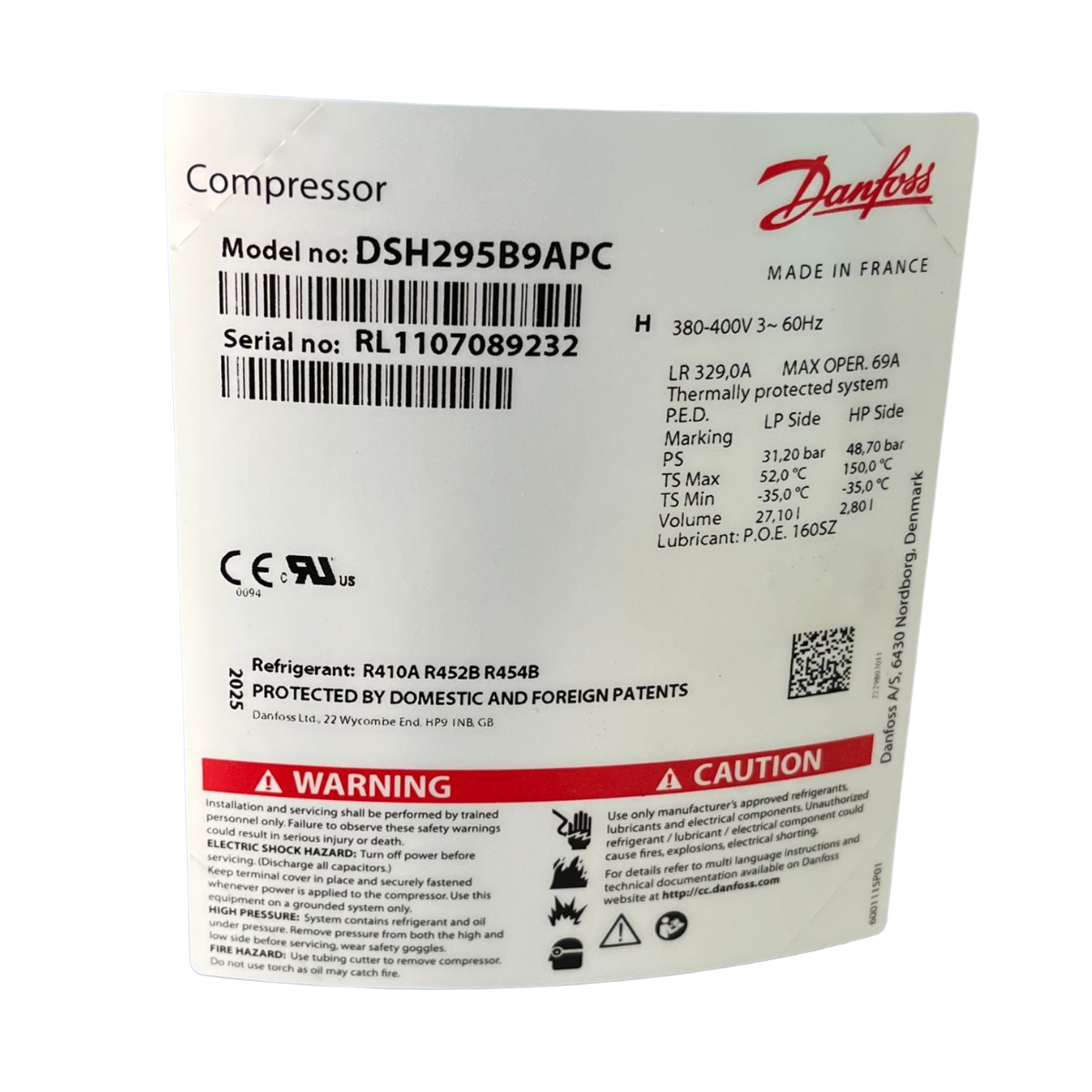 Compressor Scroll Danfoss 25Tr Dsh295a9apc Trifásico 380V - Cibrel