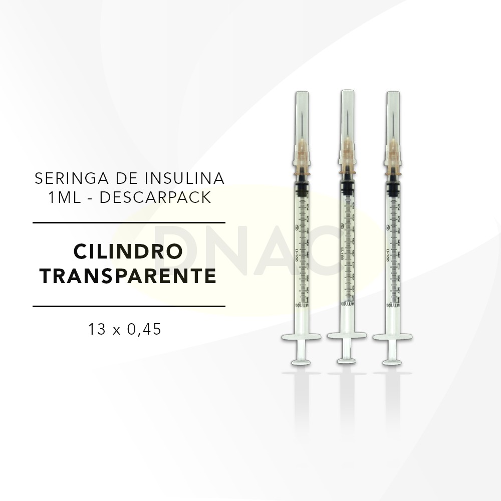 Seringa De Insulina 1ml Descartavel Com Agulha 100 UI C - DNAC