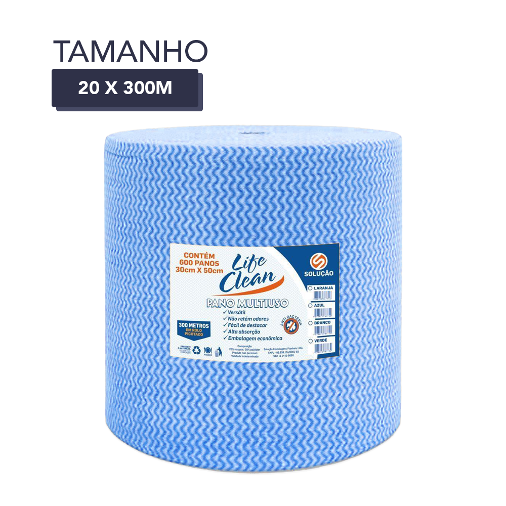 Pano Perfex Multiuso Limpeza Reutilizavel Rolo 300m - DNAC