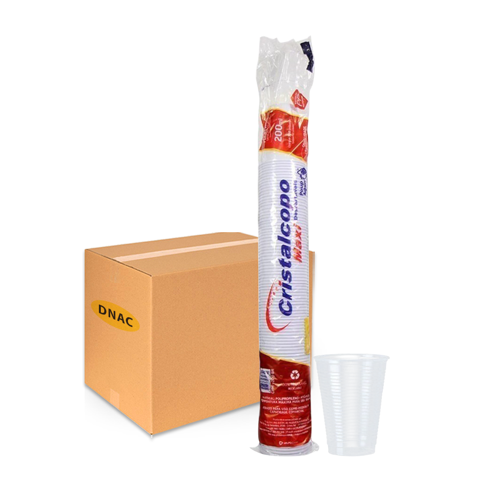 Copo Descartavel 200 ml PP Com 100 Un CRISTALCOPO Caixa com - DNAC