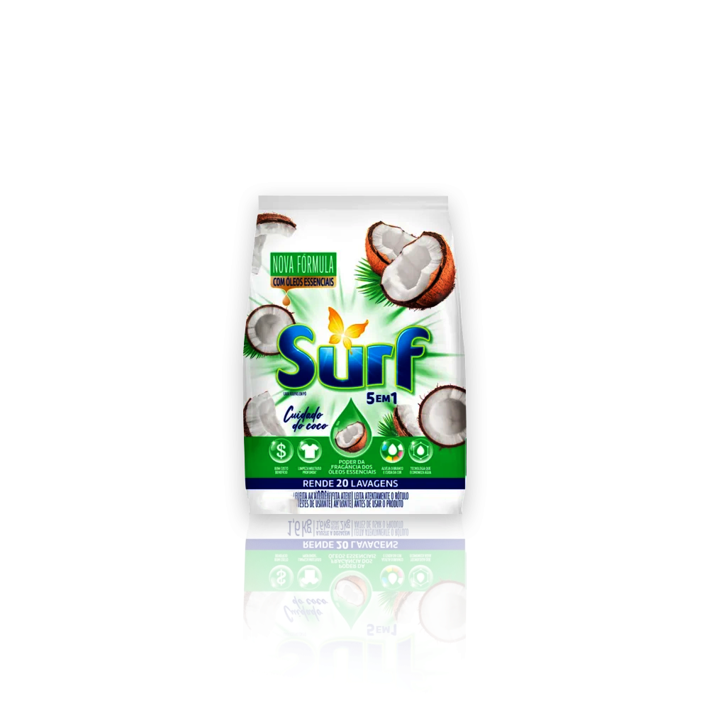 Sabão em Pó 800g Cuidado do Coco 5 em 1 Surf Sachê - DNAC