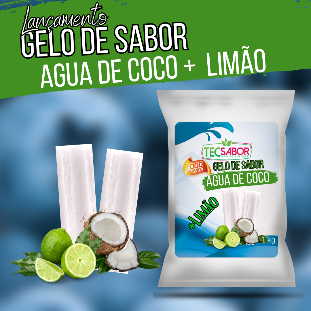 Gelo água de coco com sabores Tecsabor - lojatecsabor