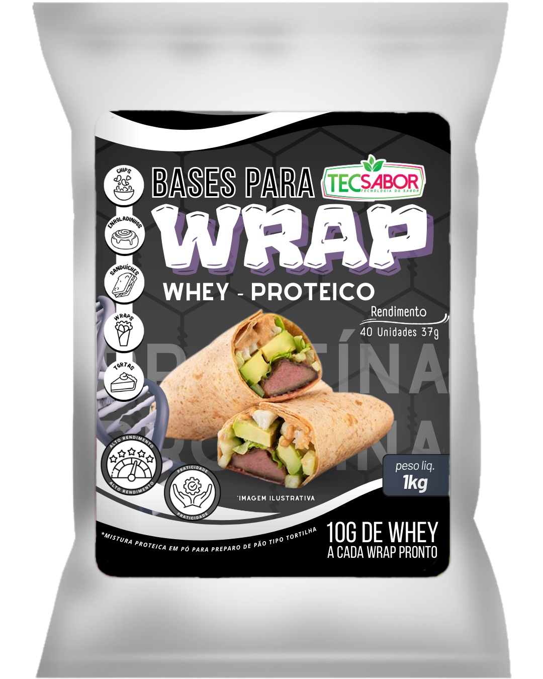 Base para Wrap Diversos Sabores 1 kg - lojatecsabor