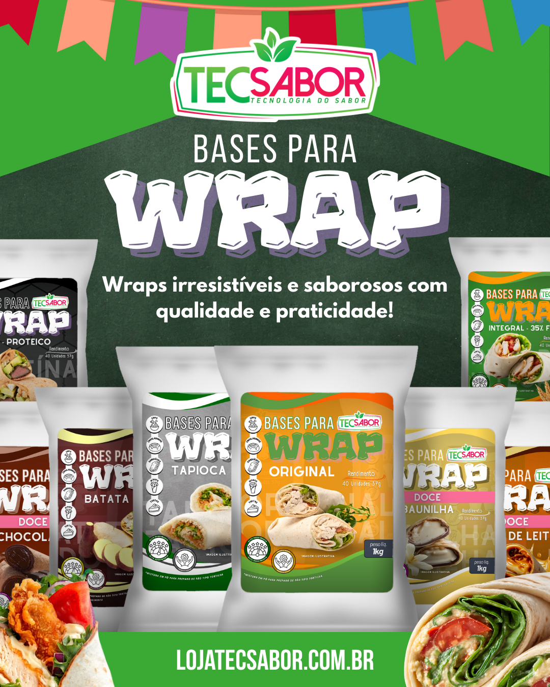 Base para Wrap Diversos Sabores 1 kg - lojatecsabor