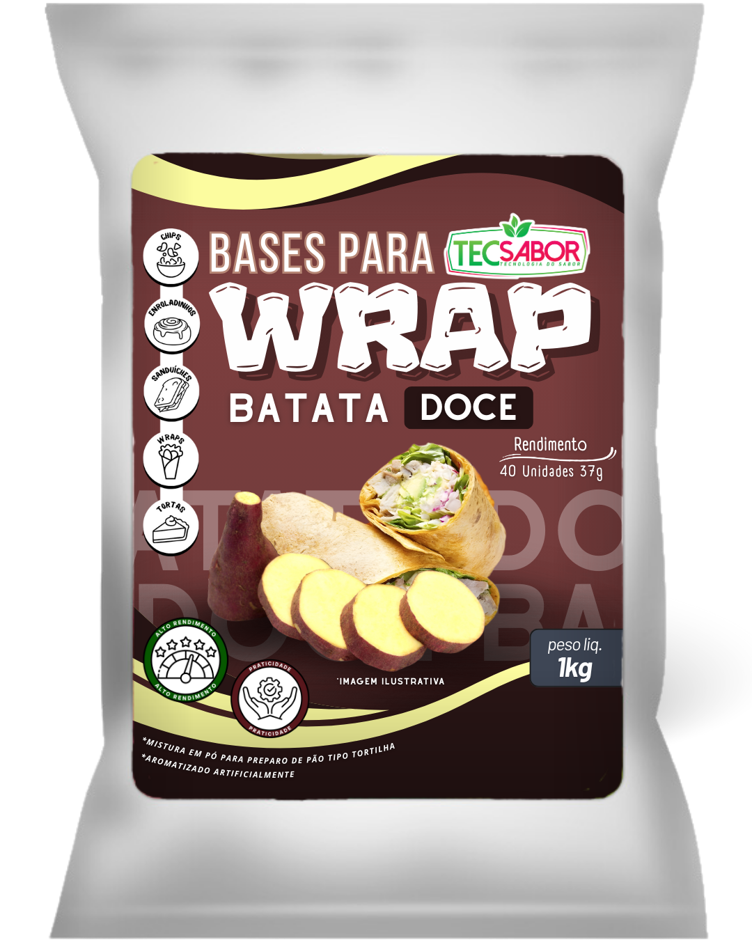 Base para Wrap Diversos Sabores 1 kg - lojatecsabor