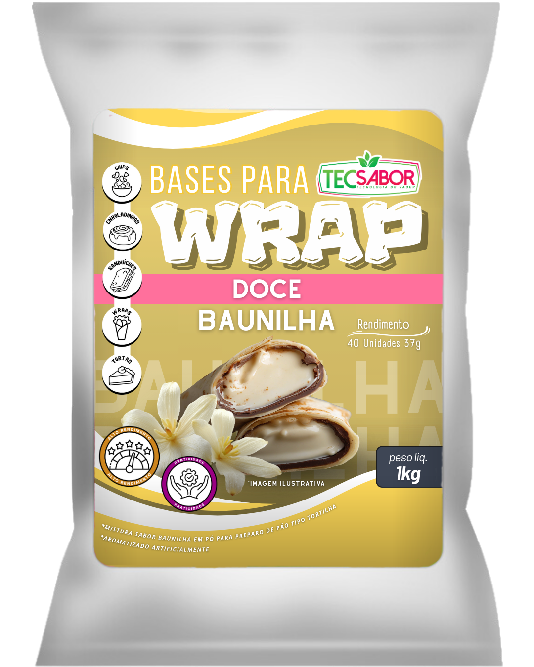 Base para Wrap Diversos Sabores 1 kg - lojatecsabor