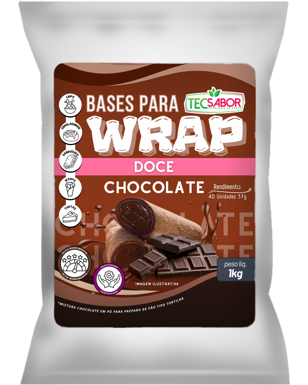 Base para Wrap Diversos Sabores 1 kg - lojatecsabor