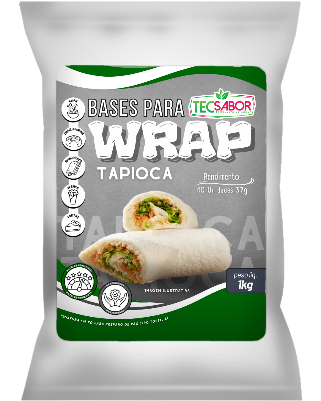 Base para Wrap Diversos Sabores 1 kg - lojatecsabor
