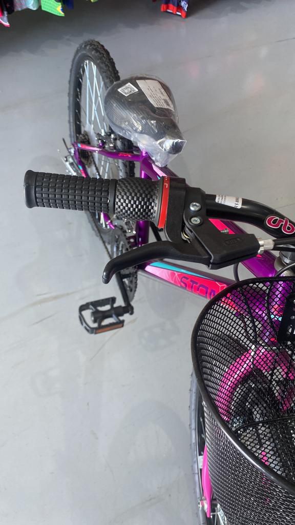 BICICLETA ARO 24 STONE BIKE TEEN 18V C/CESTA VIOLETA - Gram Bike