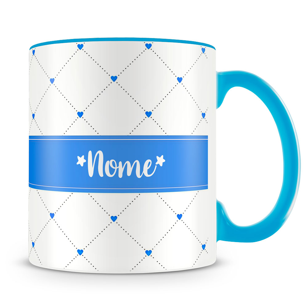 Caneca Casal que Ora Junto Azul (Com Nome) - Caneca Personalizada para ...