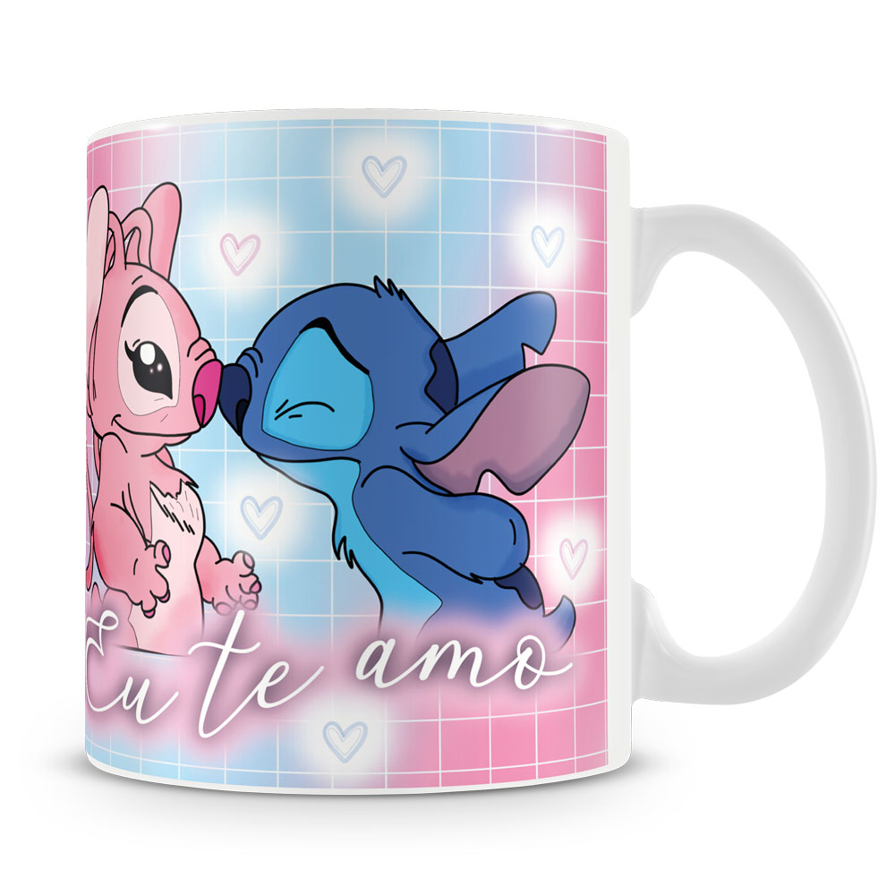 Stitch e Angel - Meu Riso É Tão Feliz Contigo - Caneca Personalizada ...