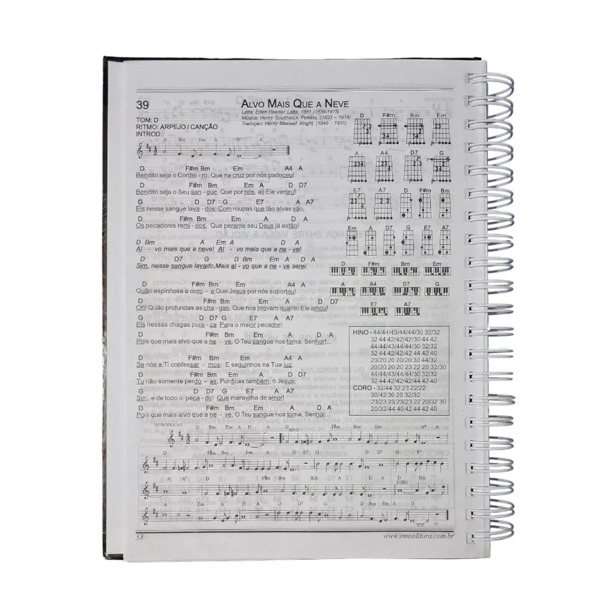 Harpa Cristã com Cifra e Partitura 640 Hinos Capa Dura EME Editora ...