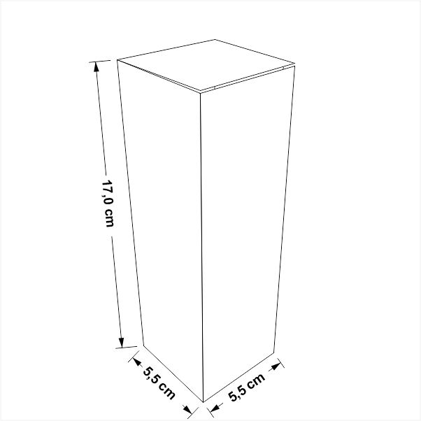 Caixinha padrão 5,5x5,5x17 cm em triplex branco 300g - Caixas Kraft