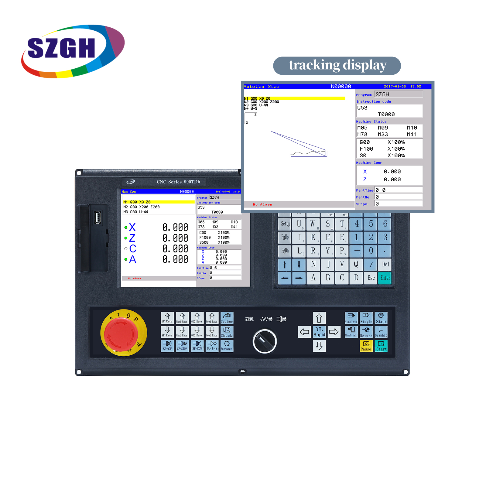 CNC SZGH CNC990TDb-2 Comando Numérico Computadorizado para Tornos 2 Eixos com I/O Board - OUTLET ...