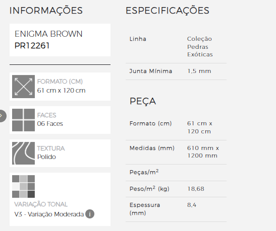 PORCELANATO DAMME ENIGMA BROWN PR12261 POLIDO 61X120CM - Pastilhart ...