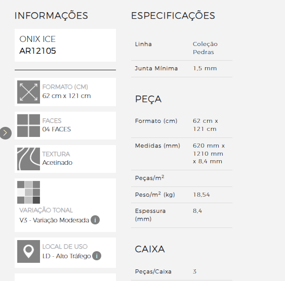 PORCELANATO DAMME ONIX ICE AR12105 MARMORIZADO 62X121CM - Pastilhart - Referência em Pastilhas e ...