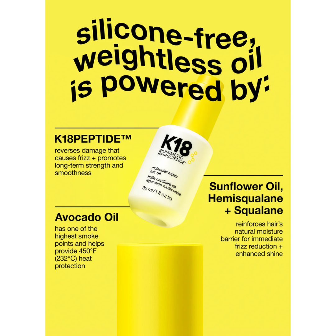 Óleo Capilar K18 Biomimetic Hairscience Molecular Repair Hair Oil 30ml - Imports MDM